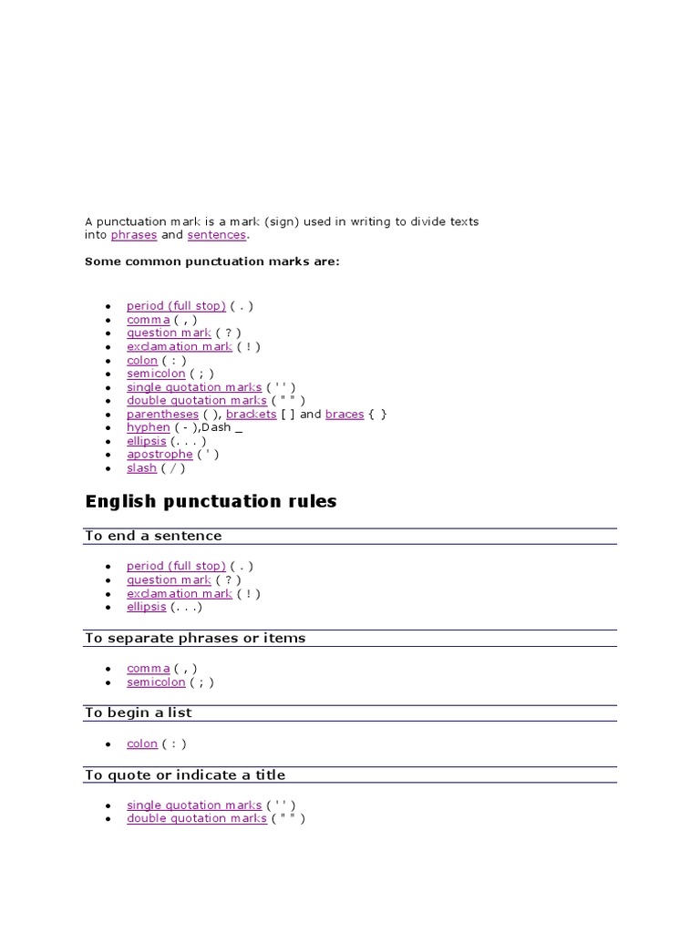Punctuation | PDF | Bracket | Question