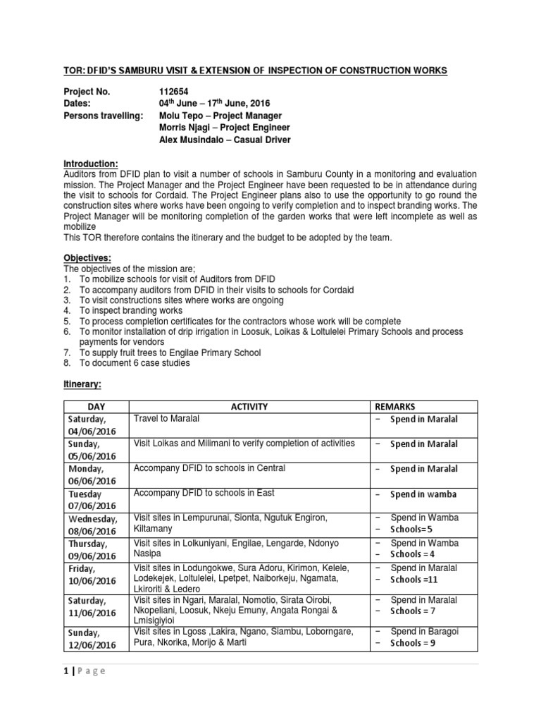 03062016dfid's Visit Tor | PDF | Business