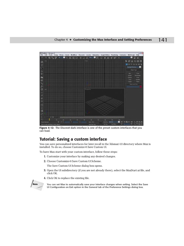 Tutorial: Saving A Custom Interface: Chapter 4 Customizing The Max Interface and Setting ...