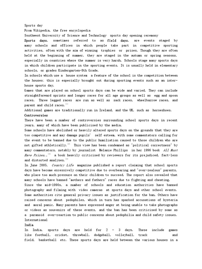 Sports Day | PDF | Time Management | Professional Skills