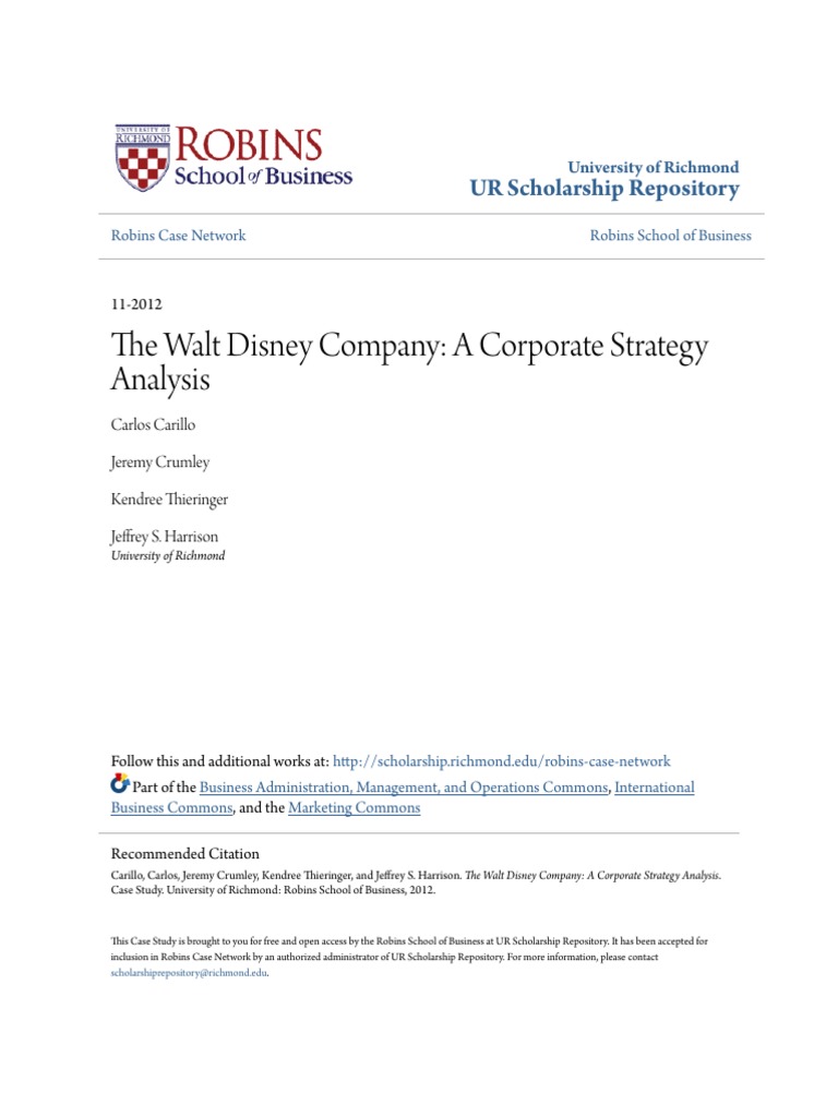 The Walt Disney Company - A Corporate Strategy Analysis PDF | PDF | The ...