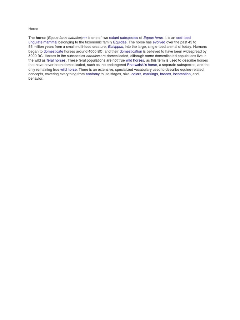 Overview of Horse Evolution and Domestication | PDF