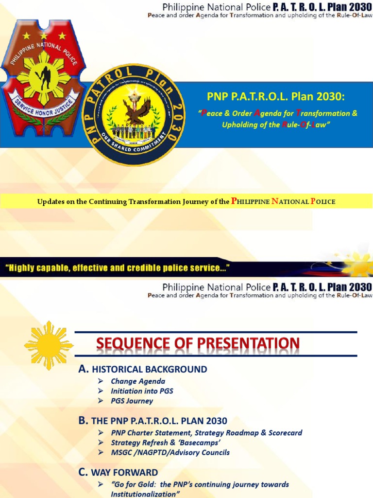 Briefing on PNP PATROL Plan 2030 | Police | Logistics