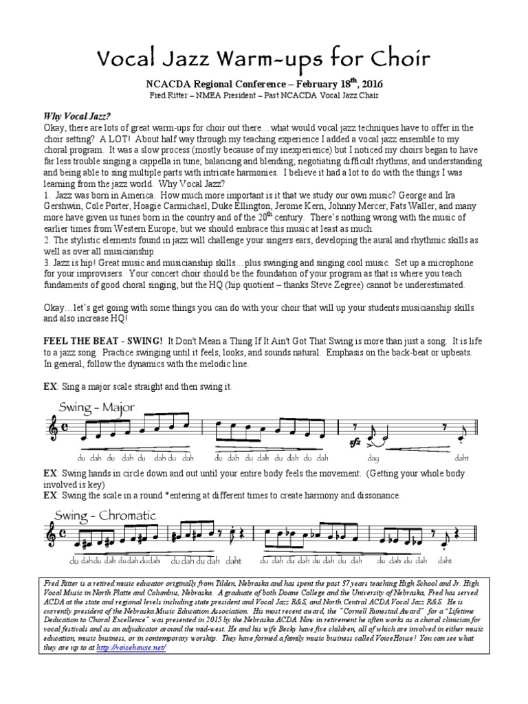 Vocal Jazz Warmups For Choir | PDF | Singing | Chord (Music)