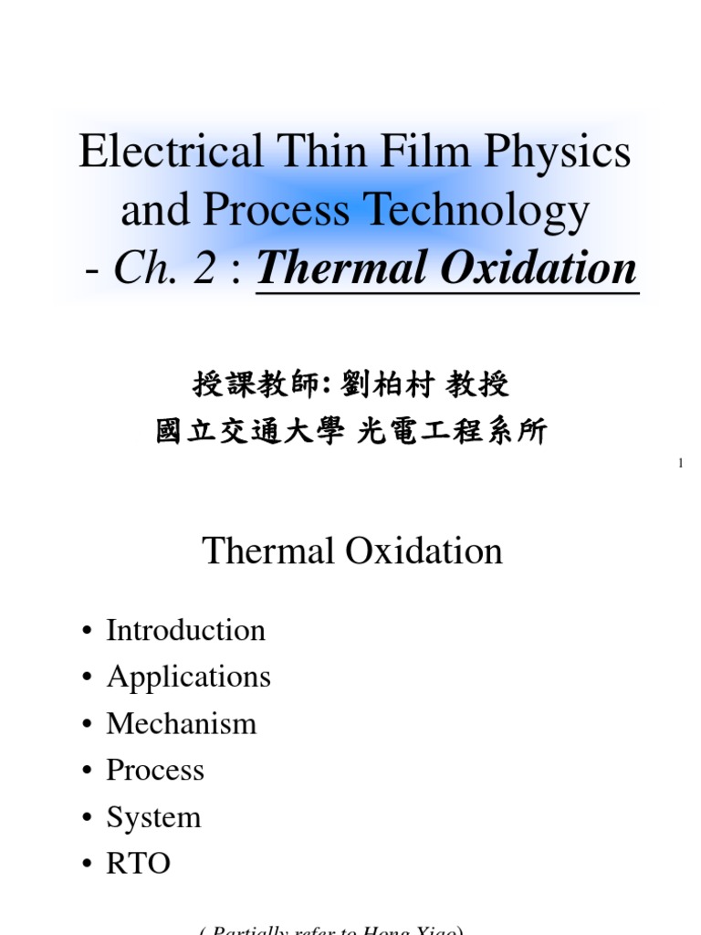 Chap 2 Thermal Oxidation | PDF | Silicon Dioxide | Silicon