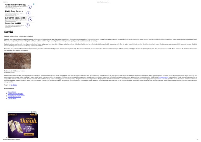 Surkhi - The Construction Civil | PDF | Lime (Material) | Concrete