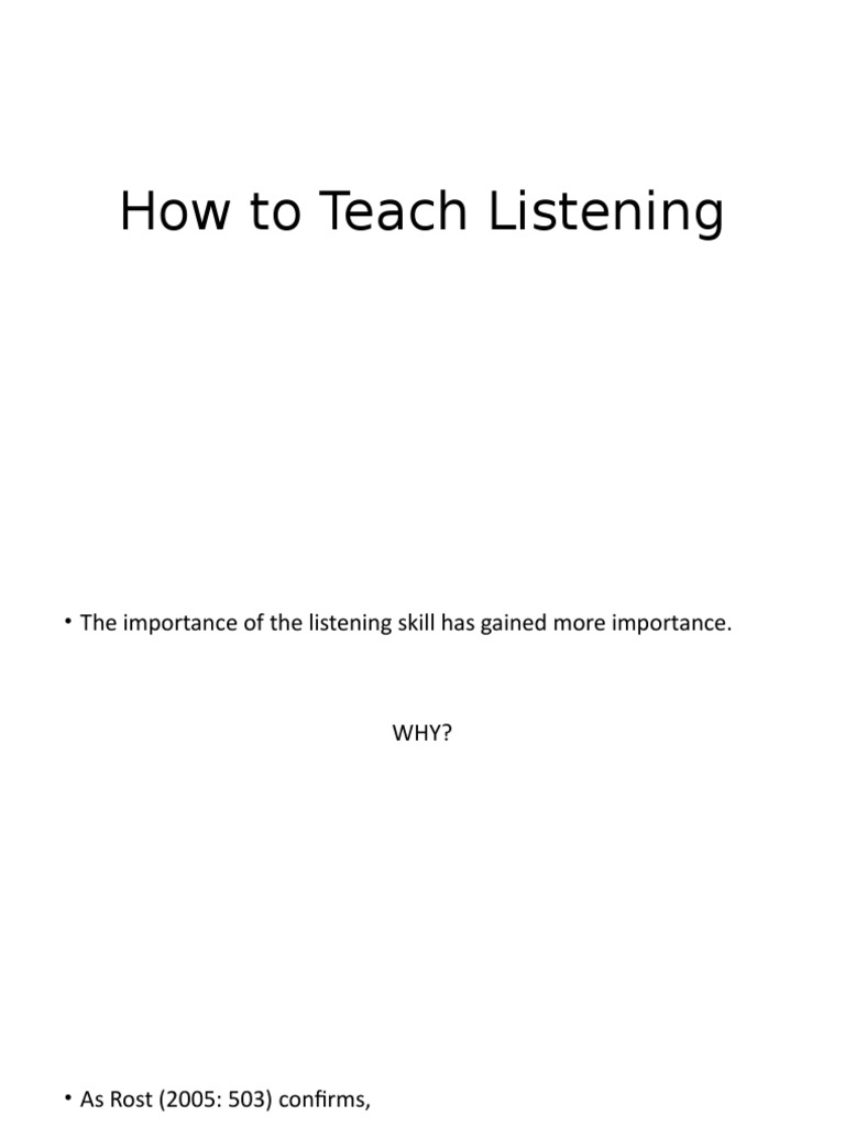 How To Teach Listening | PDF | Reading Comprehension | Speech