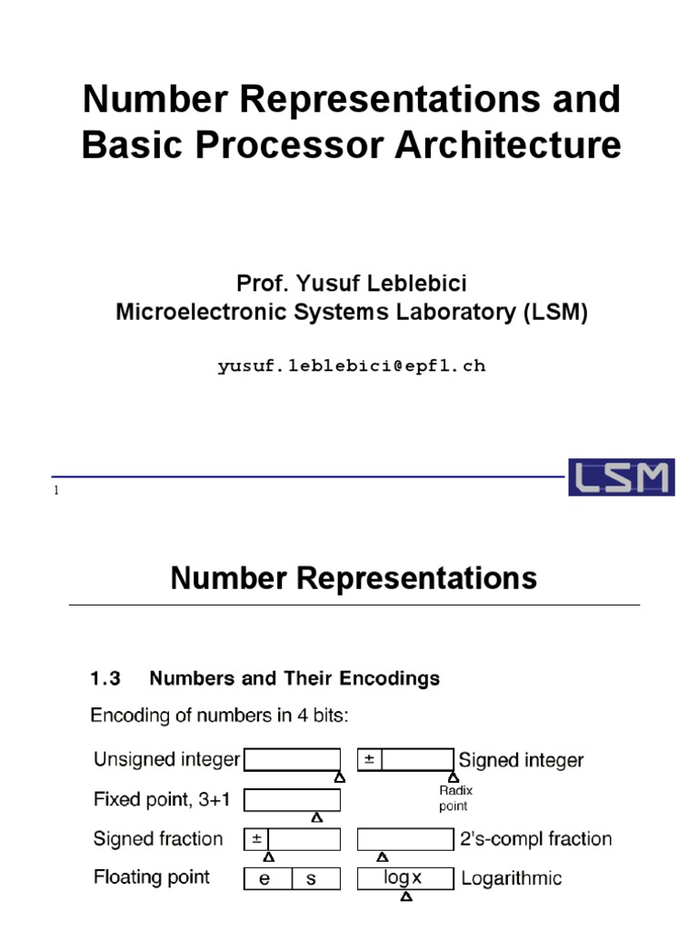 Number Representations and Basic Processor Architecture: Prof. Yusuf ...