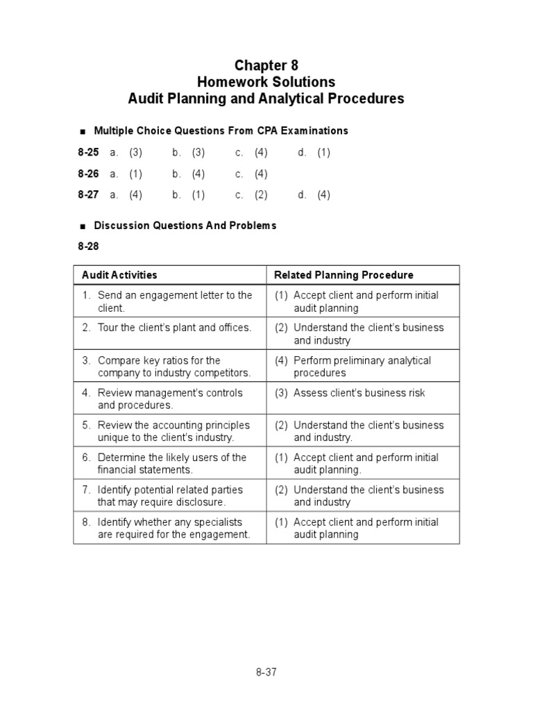 Homework Solutions Audit Planning and Analytical Procedures | PDF ...