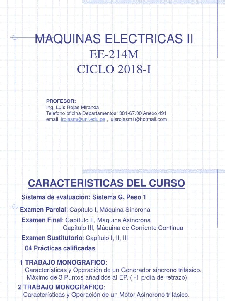 1-Introduccion EE214 | PDF | Motor eléctrico | Generador eléctrico