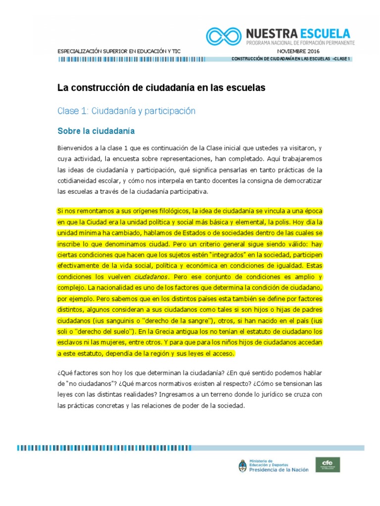 Co Clase 1 Ciudadania Y Participacion 2016 4 Pdf Ciudadanía Derechos