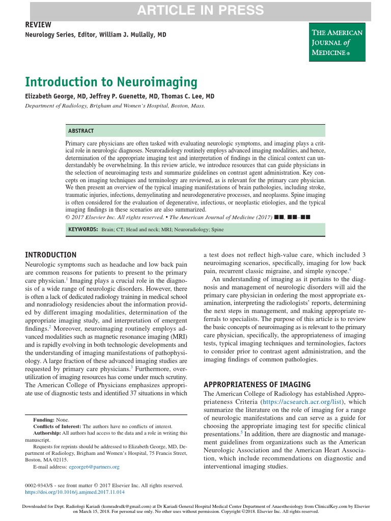 Introduction To Neuroimaging | PDF | Medical Imaging | Magnetic ...
