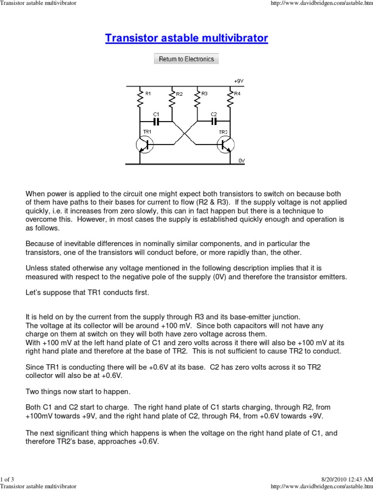Transistor Astable Multivib.. | PDF | Electrical Equipment | Electronic ...