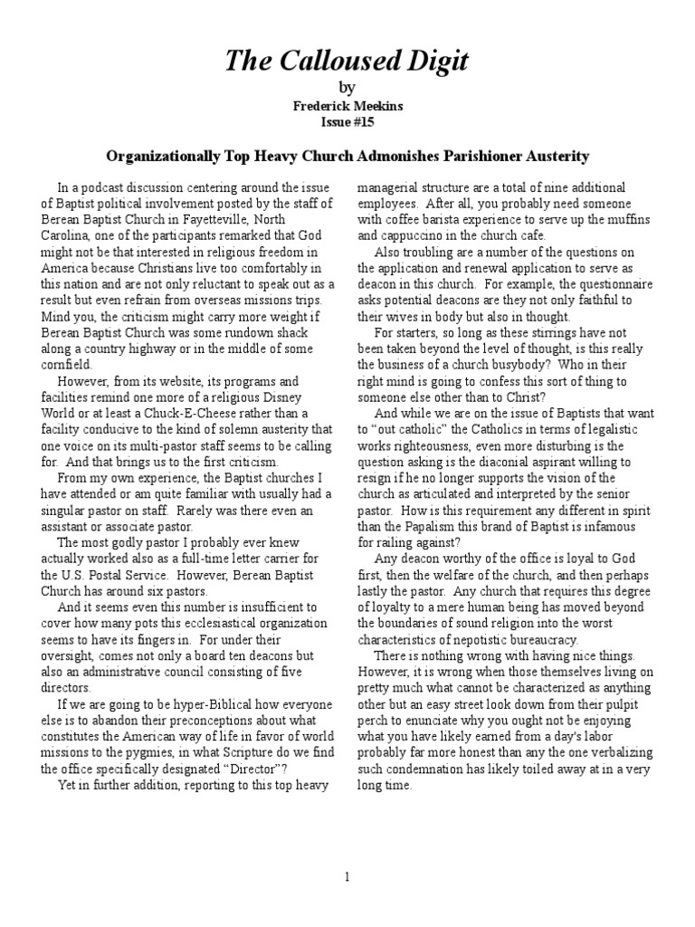 The Calloused Digit #15 | PDF | Intelligent Design | Christian Denomination