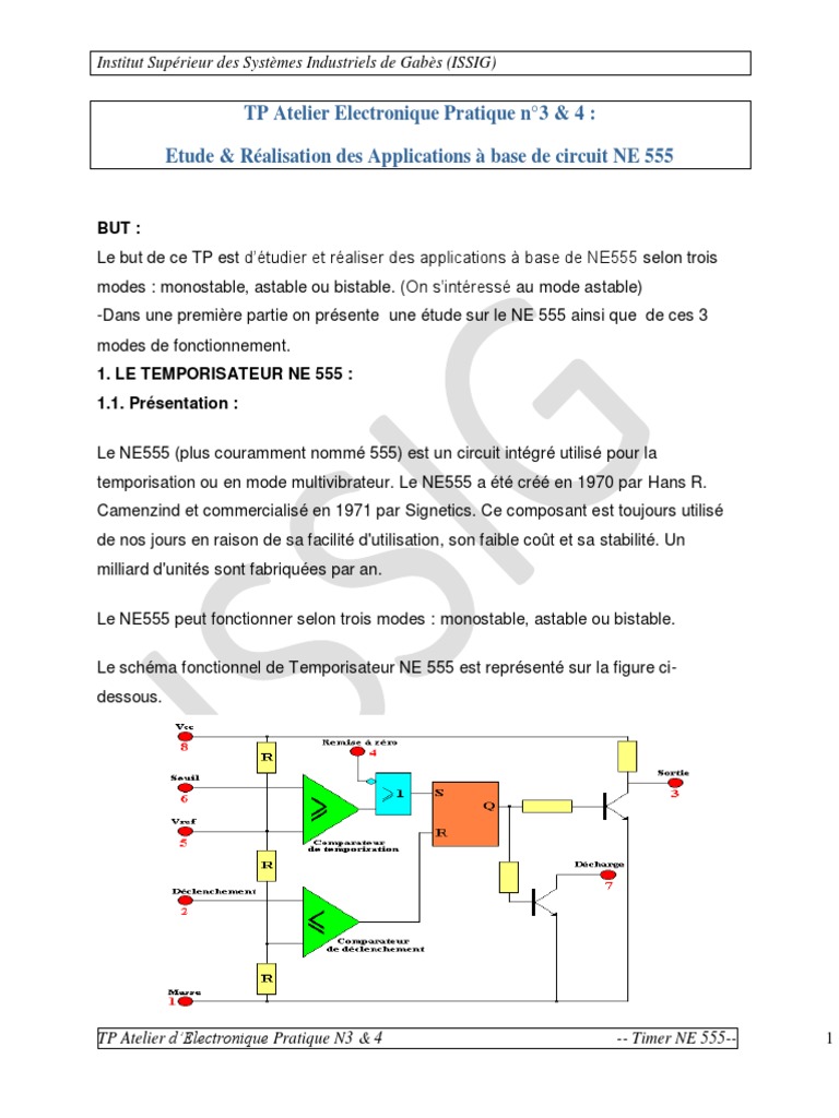TP3 4 Applications A Base de Circuit NE555 | PDF | Électronique numérique | Composants électriques