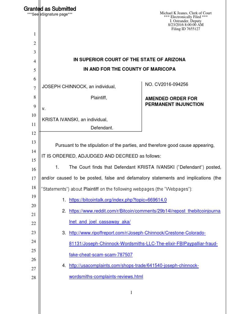Joseph Chinnock Defamation Ruling | PDF | Notary Public | United States Law