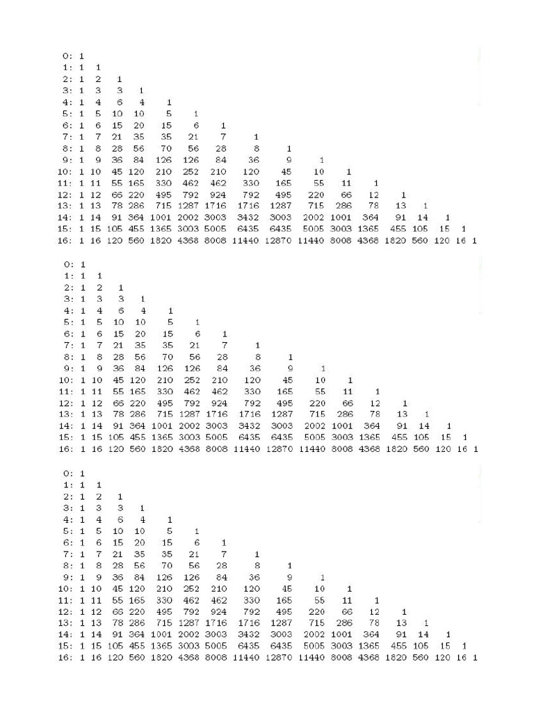 Triângulo de Pascal Imprimir | PDF