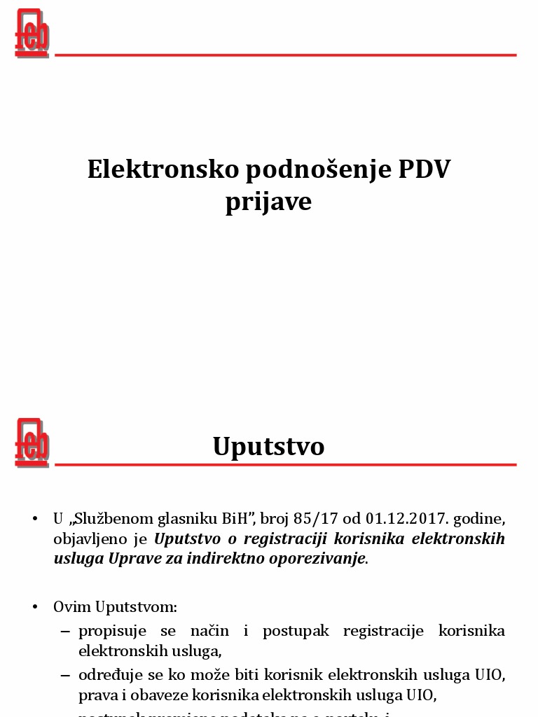 Elektronsko Podnošenje PDV Prijave | PDF