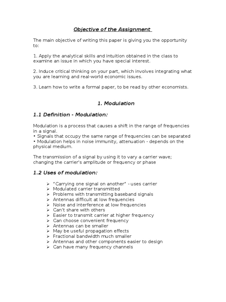 Objective of The Assignment | PDF | Modulation | Frequency Modulation