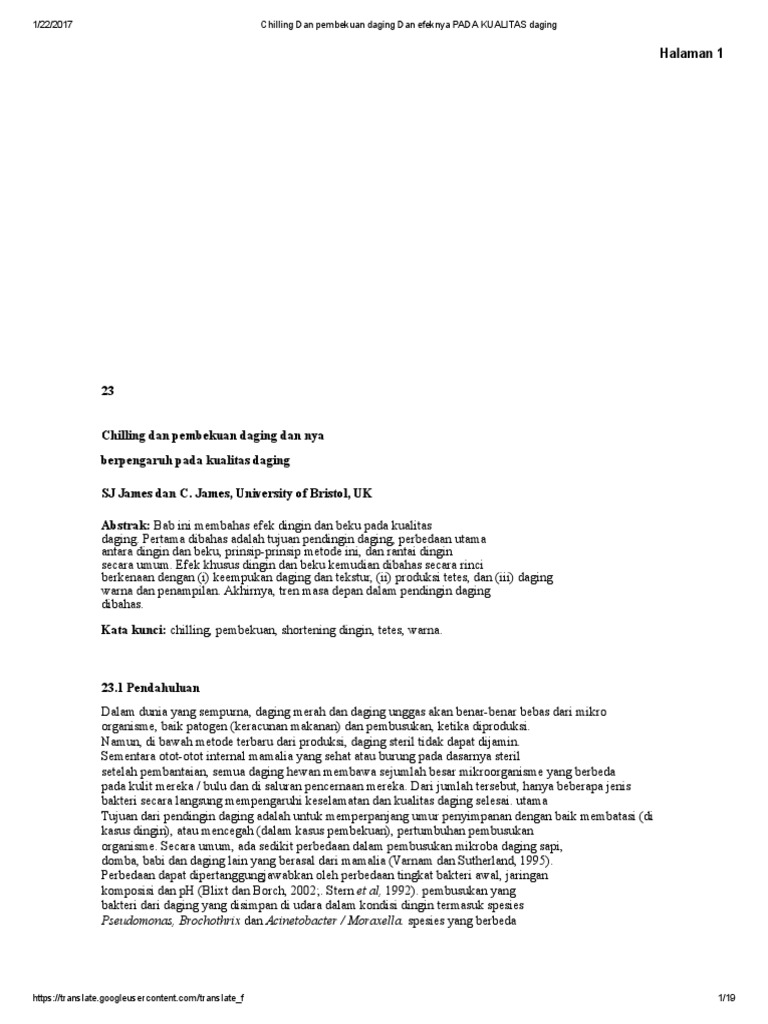 Chilling Dan Pembekuan Daging Dan Efeknya PADA KUALITAS Daging | PDF ...