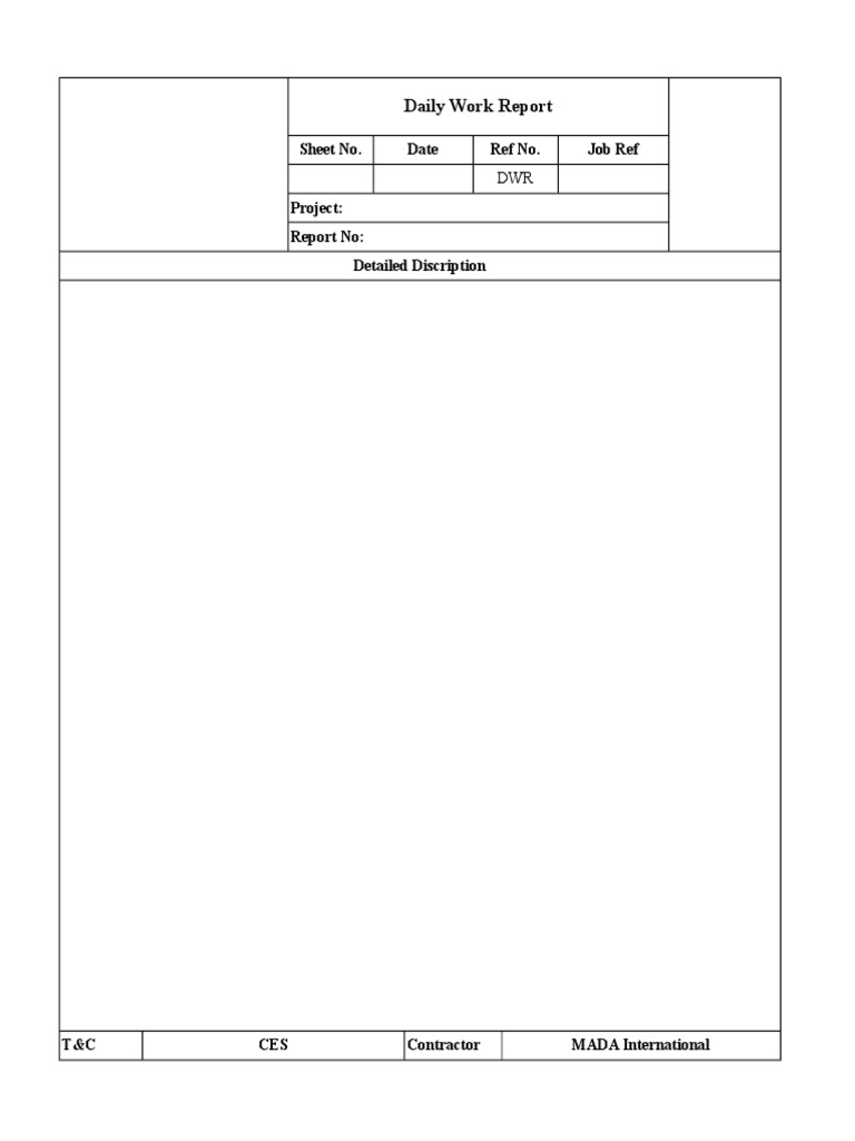 Daily Work Report: Sheet No. Date Ref No. Job Ref | PDF | Business
