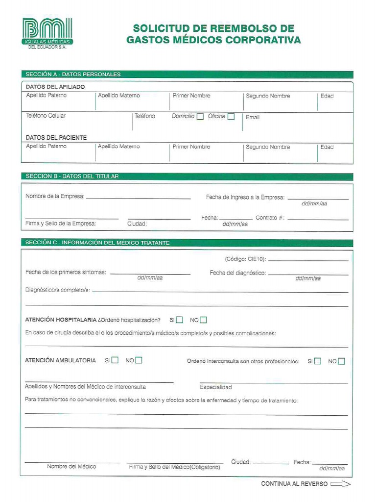 Formato - Solicitud de Reembolso Gastos Medicos PDF | PDF