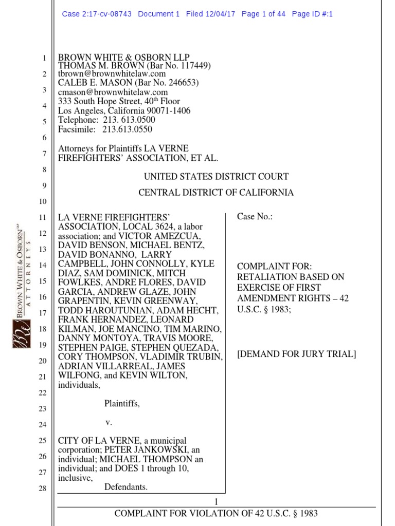 Firefighters Complaint | PDF | Complaint | Firefighter