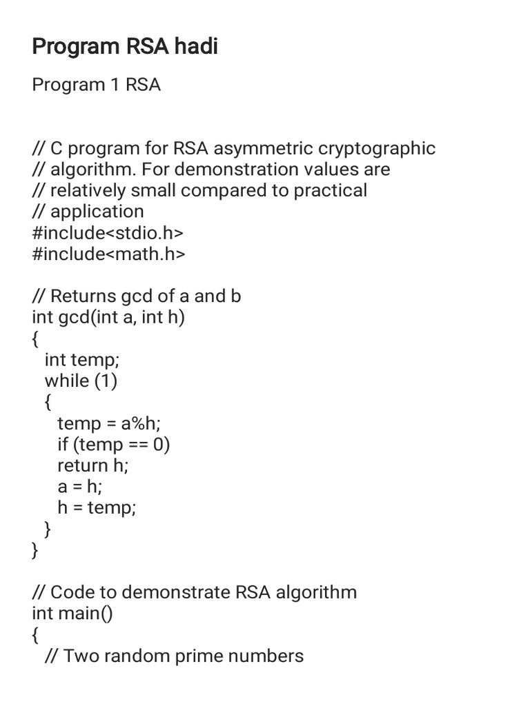 Program C++ RSA | PDF | Public Key Cryptography | Cryptography