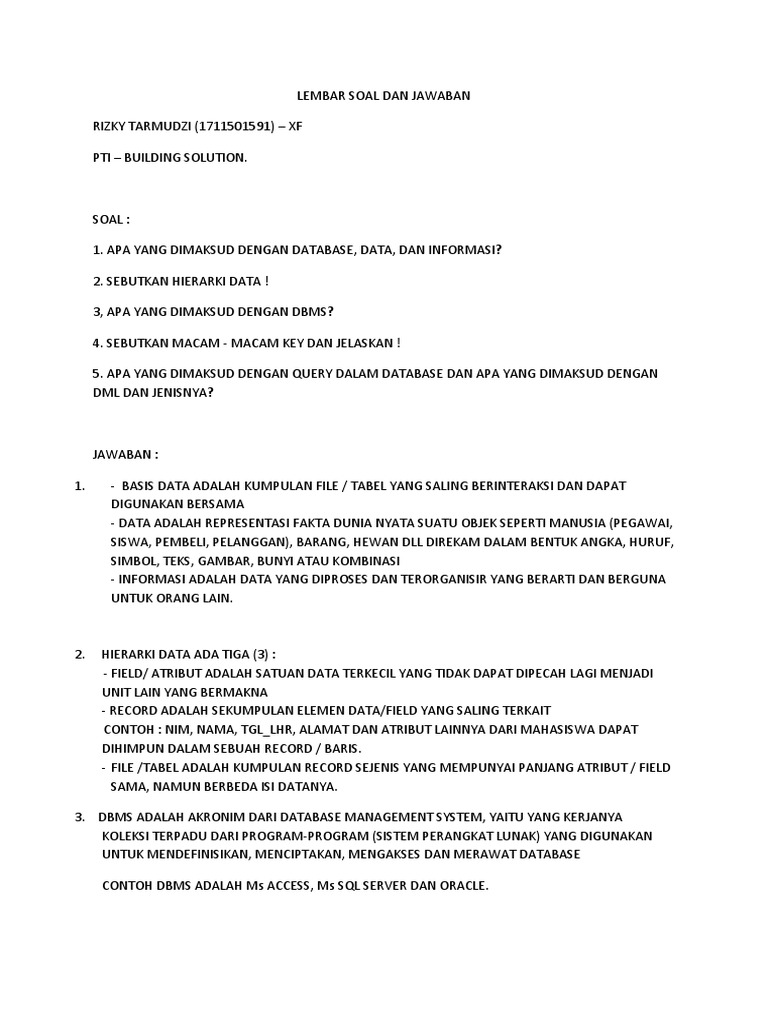 Soal Dan Jawaban Building Solution | PDF