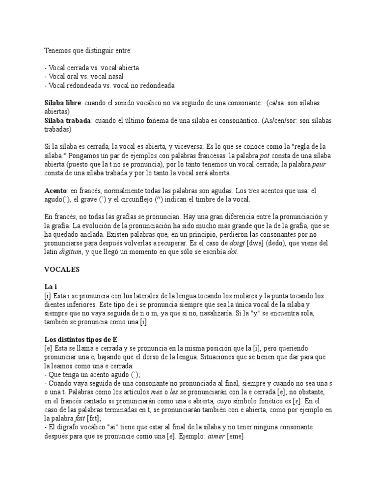 Gramatica Francesa | PDF | Sílaba | Vocal