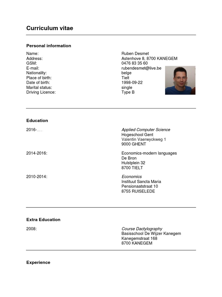 Curriculum Vitae: Personal Information | PDF