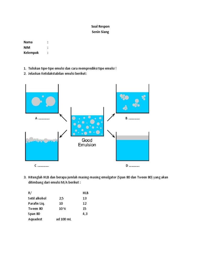 Tipe Emulsi dan Faktor yang Mempengaruhi Stabilitas Emulsi | PDF