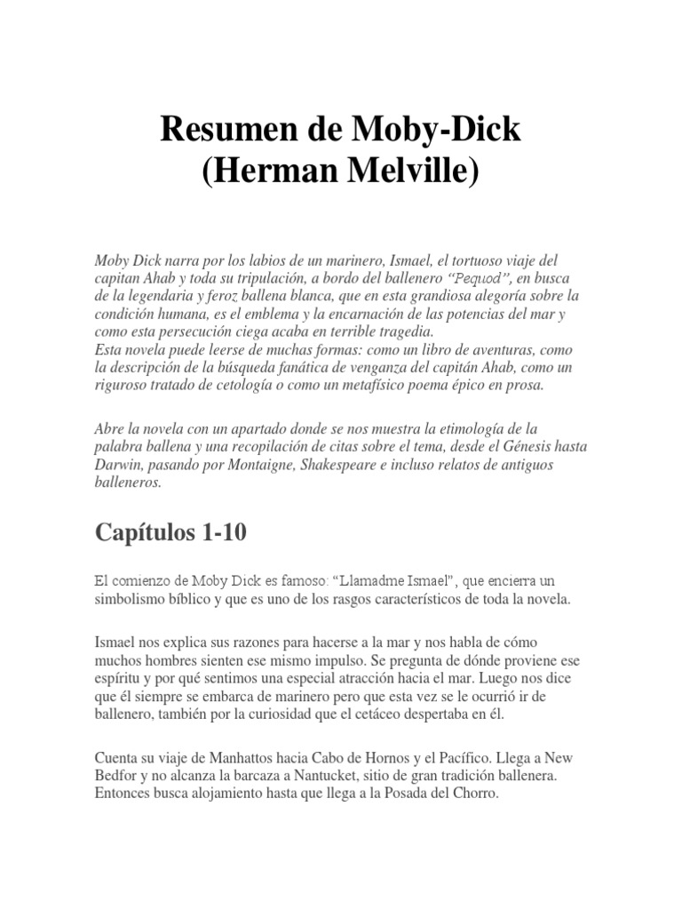 Resumen Moby Dick | Moby Dick | Naturaleza