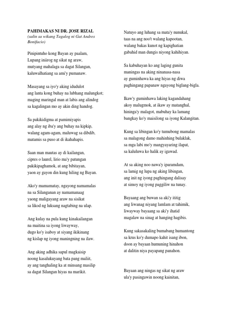 Pahimakas Ni Dr. Jose Rizal | PDF