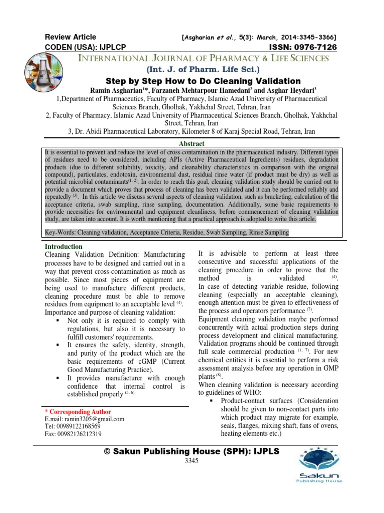 Step by Step How To Do Cleaning Validation PDF | PDF | Solubility ...