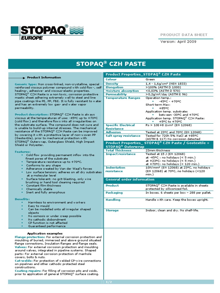 STOPAQ® CZH Paste | PDF | Corrosion | Coating