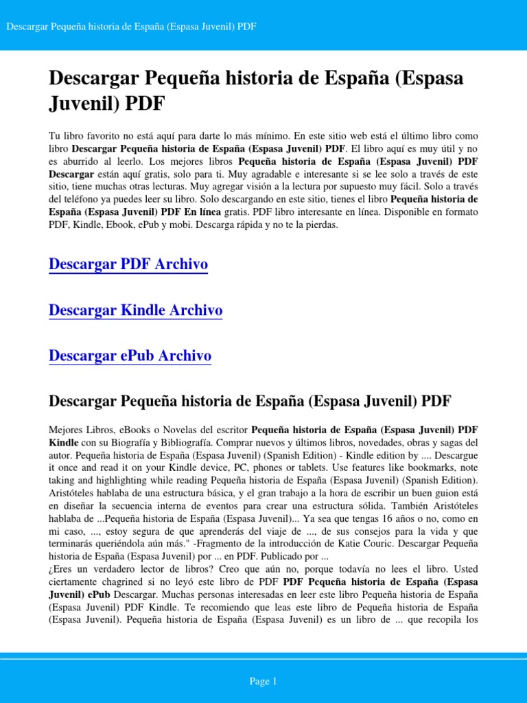 Pequena Historia de Espana Espasa Juvenil | PDF | Amazon Kindle | Science
