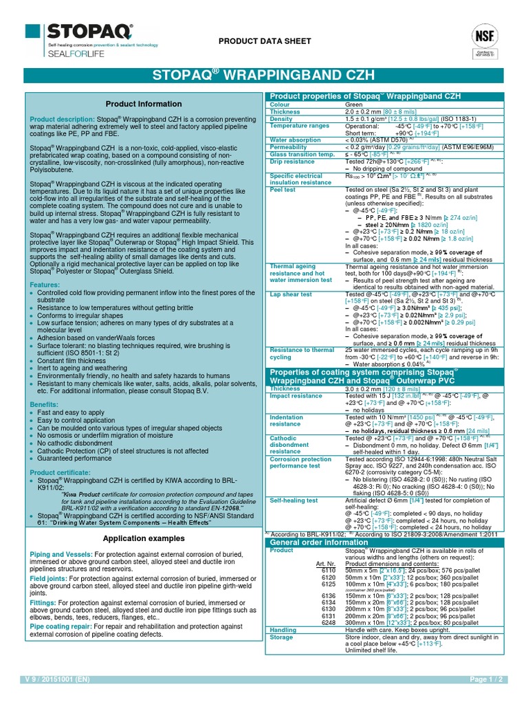 STOPAQ® Wrappingband CZH | PDF | Corrosion | Chemistry