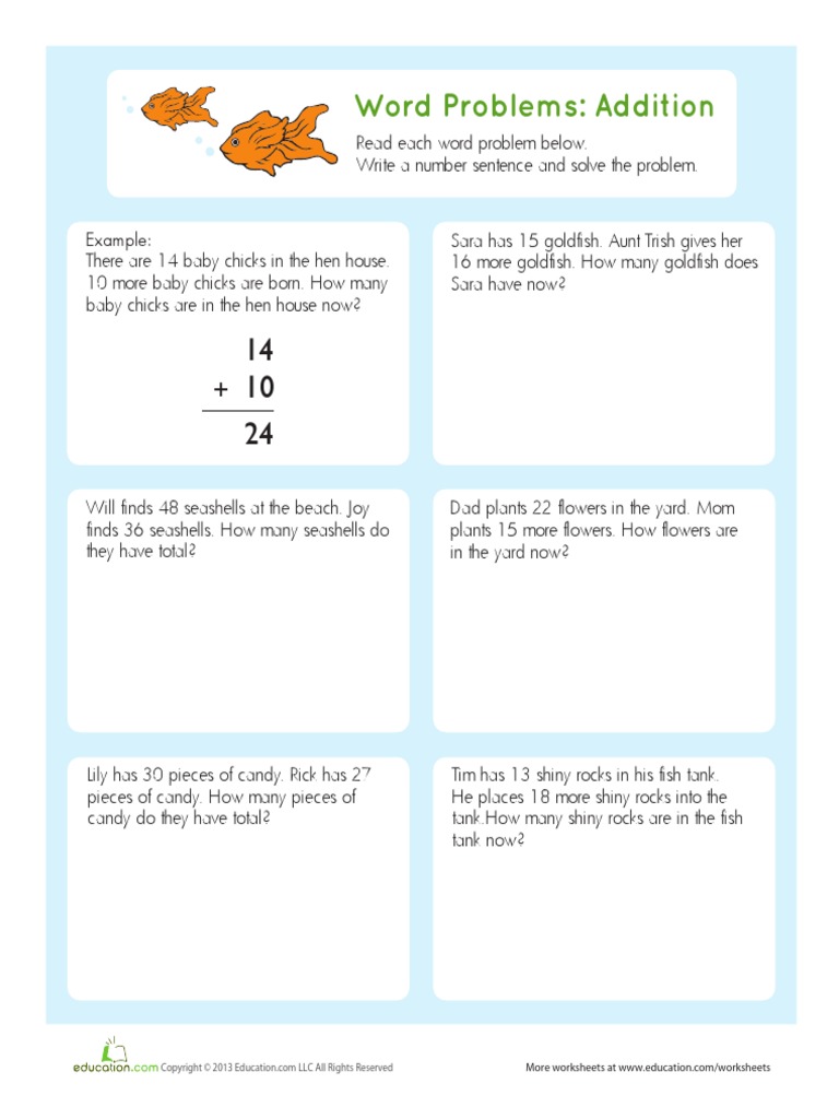 Word Problem Fun Addition | PDF