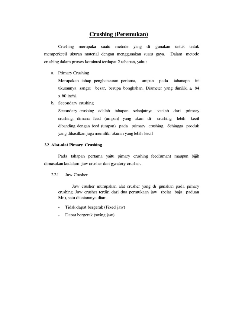 Metode dan Alat dalam Crushing Material | PDF