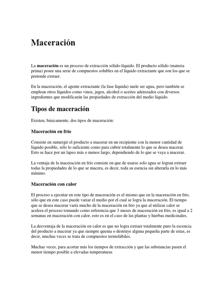 Maceración | PDF | Química | Productos quimicos
