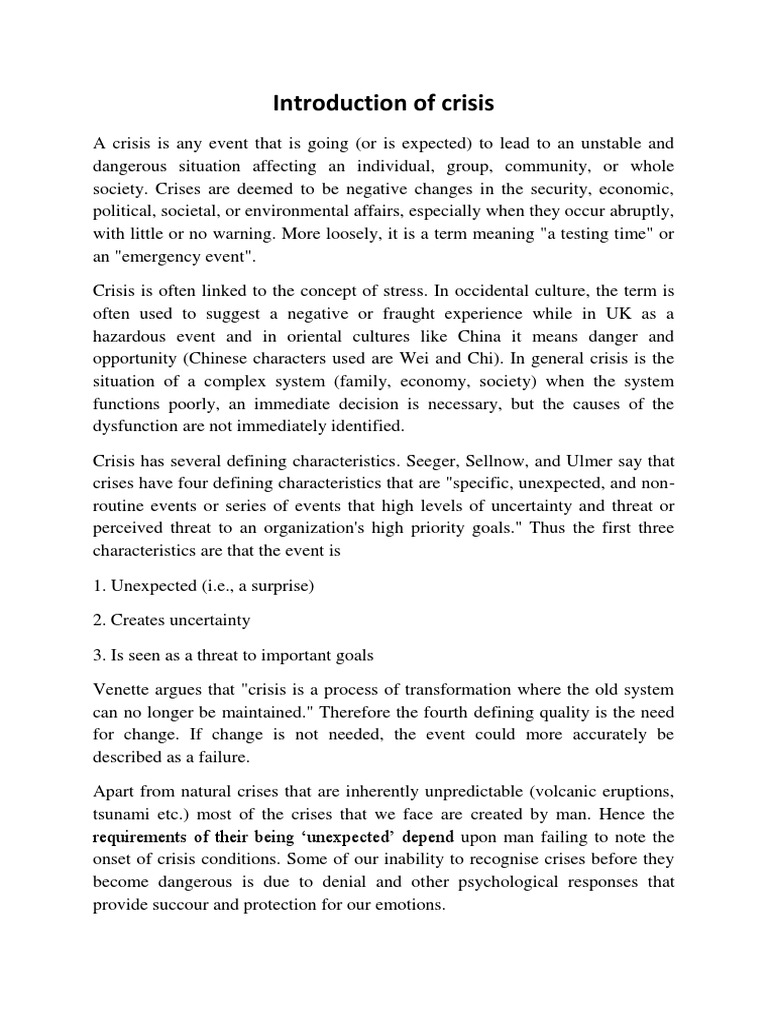 Meaning of Crisis | PDF