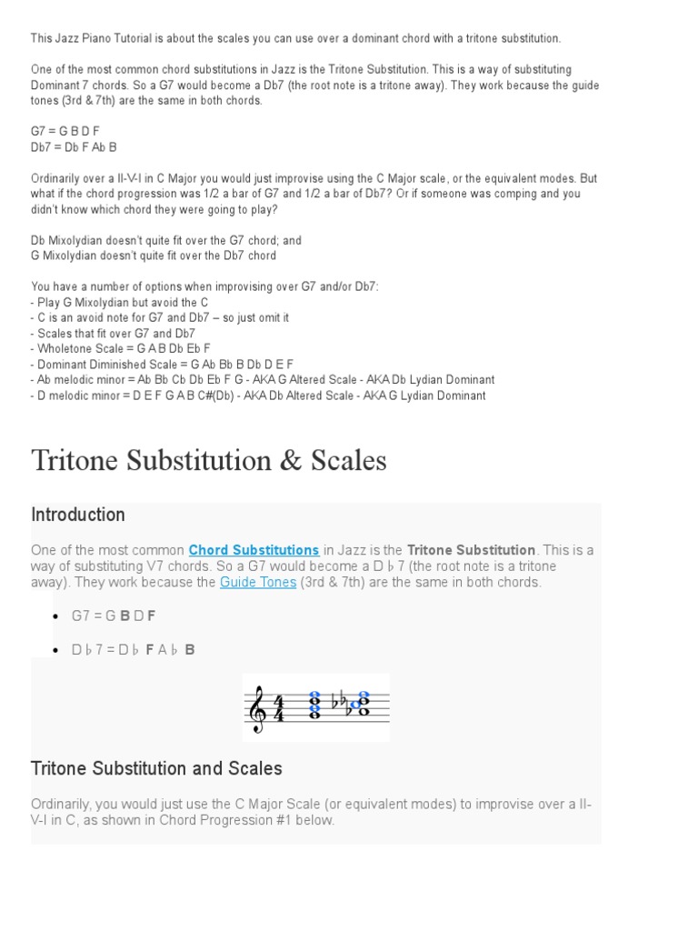 Tritone Substitution in Jazz Piano | PDF | Minor Scale | Chord (Music)
