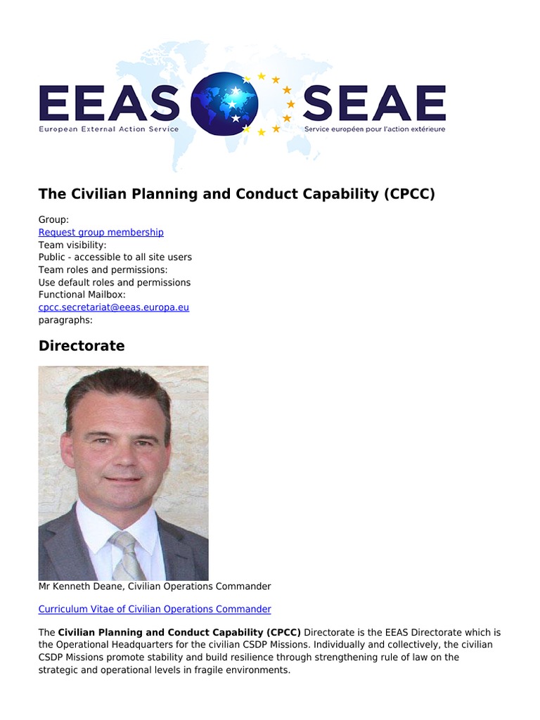 Civilian Planning and Conduct Capability | PDF | Rule Of Law | European ...