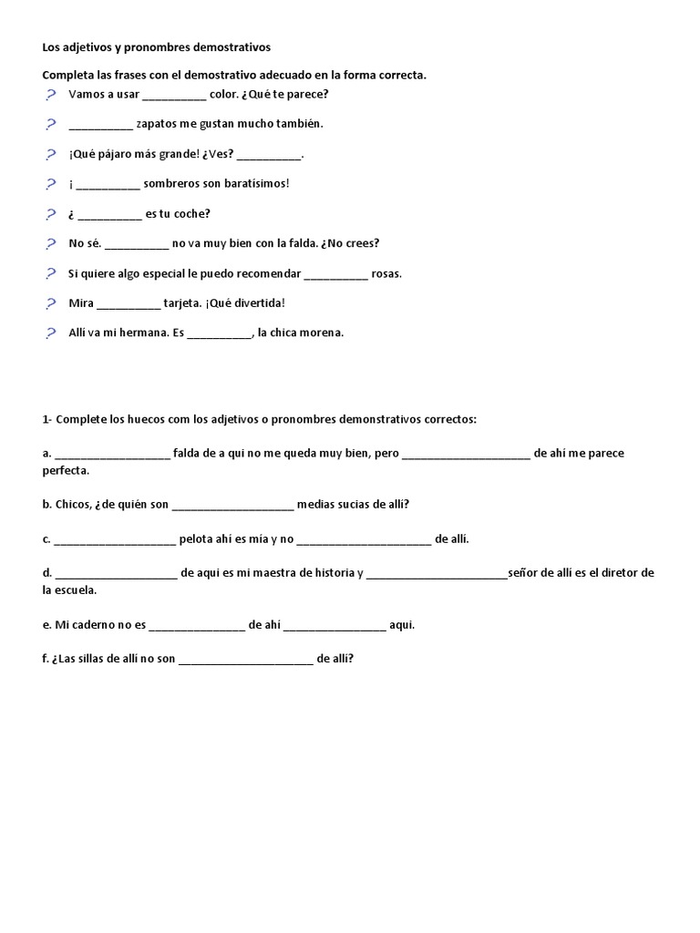 Los Adjetivos y Pronombres Demostrativos | PDF | Hogar y jardín | Arte