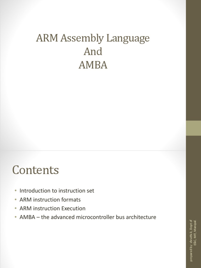 ARM Assembly Language and AMBA | PDF | Arm Architecture | Central Processing Unit