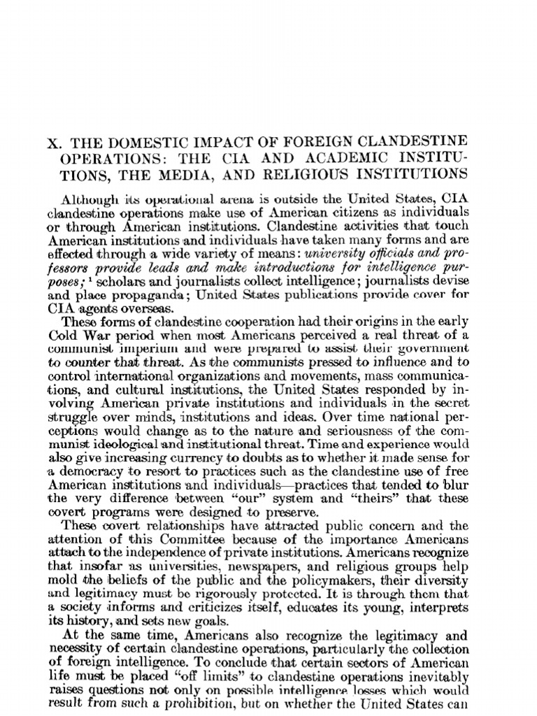 CIA's Clandestine Use of US Institutions During the Cold War | PDF ...