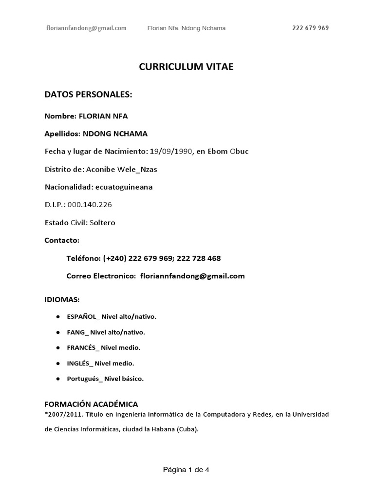 oNRca5crANJA98eok/CURRICULUM VITAE FLORIAN PDF | PDF | Cuba | Informática