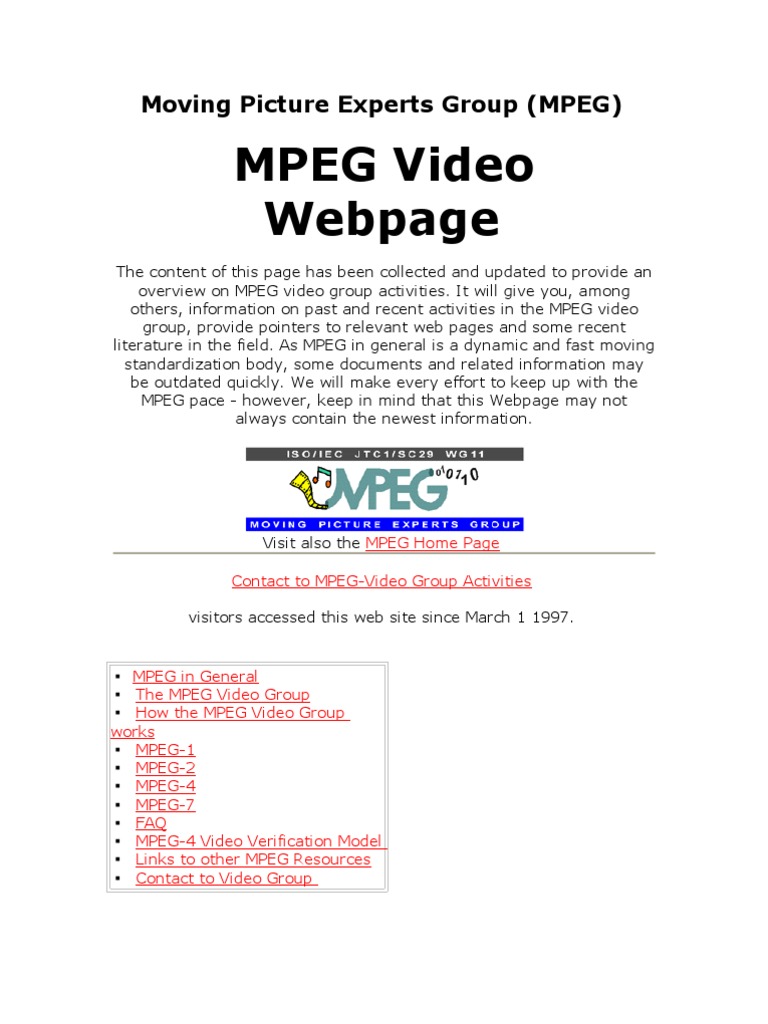 Moving Picture Experts Group (MPEG) | PDF | Digital Video | Data ...