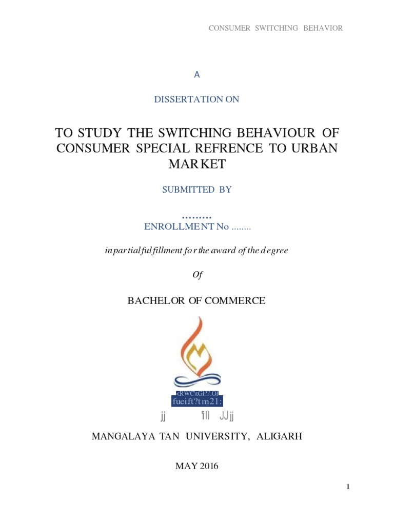 Dissertation Report On Switching Behavior of Consumer | PDF | Consumer Behaviour | Thesis